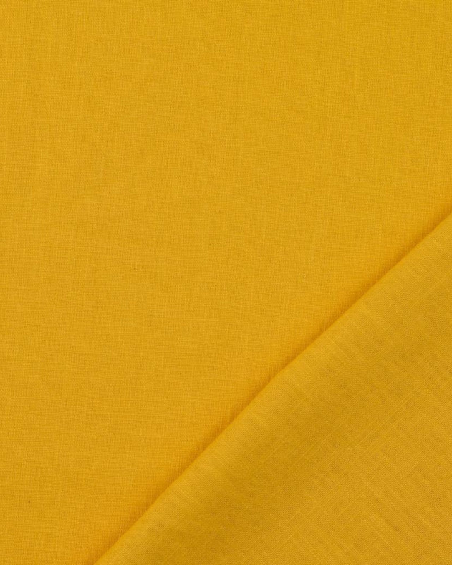 Tissu Lin Uni 100% Jaune safran - Mercerine
