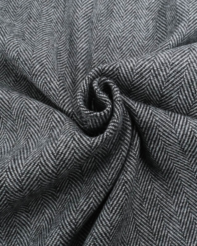 Tissu Lainage Motif Chevron Gris Chiné - Mercerine