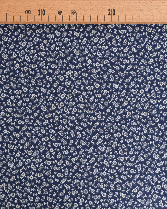 Cretonne de Coton Liz en Fleurs Marine - Mercerine